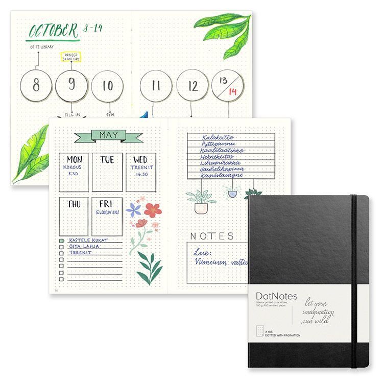 Muistikirja Burde A5/96 DotNotes Bujo musta - tee tilaus Wulffinkulman ...