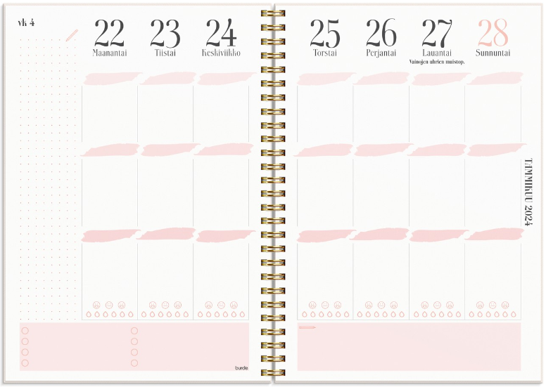 Life Planner Pink 2024 - Burde kalenteri